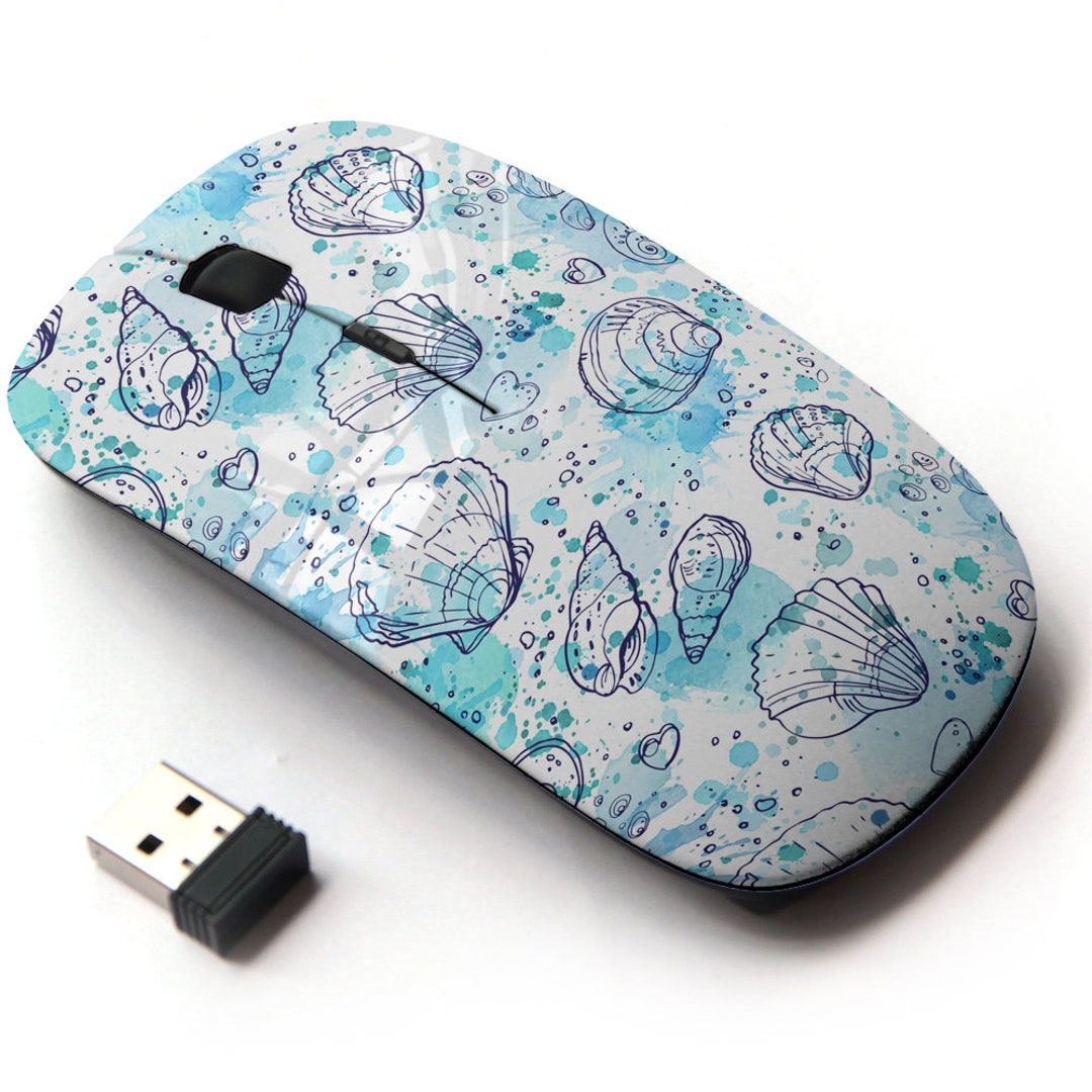 Seashells on Beach Theme Pattern Print - Wireless Mouse, 2.4G Portable ...
