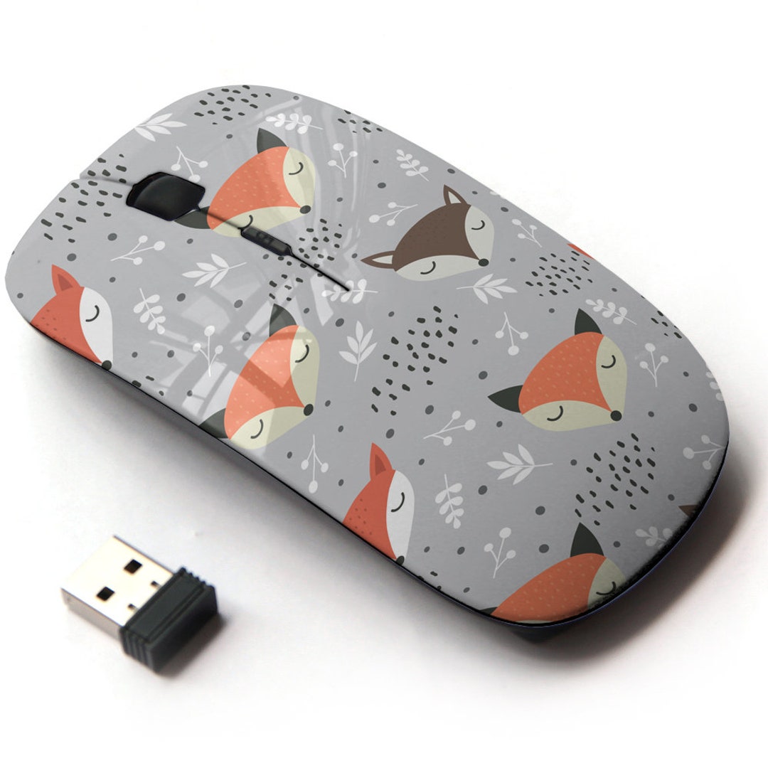 Cute Fox Wolf Icons Pattern Print - Wireless Mouse, 2.4G Portable ...