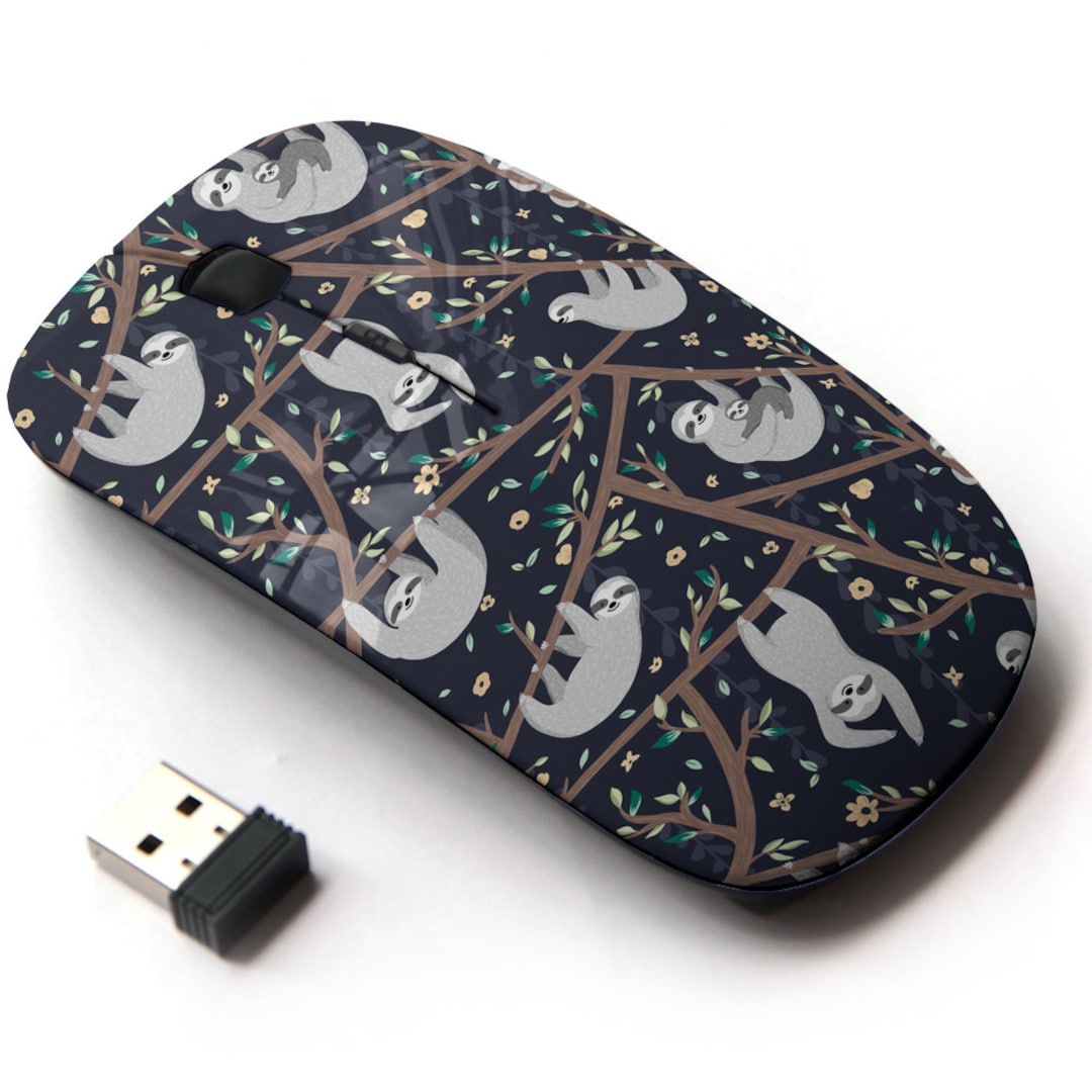 Cute Baby Sloths Pattern Wireless Mouse, 2.4G Portable Optical Mouse ...