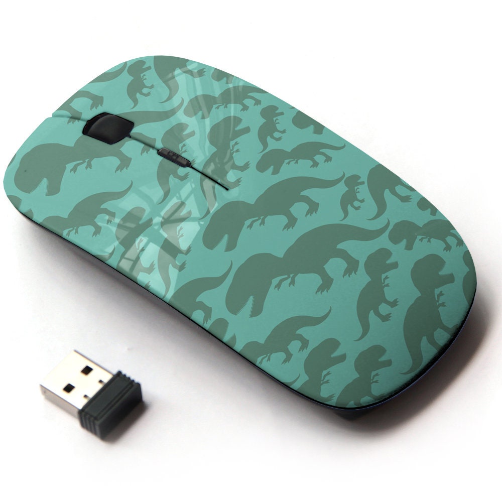 Dinosaur Dino Texture Icons Pattern Print Wireless Mouse, 2.4G Portable ...