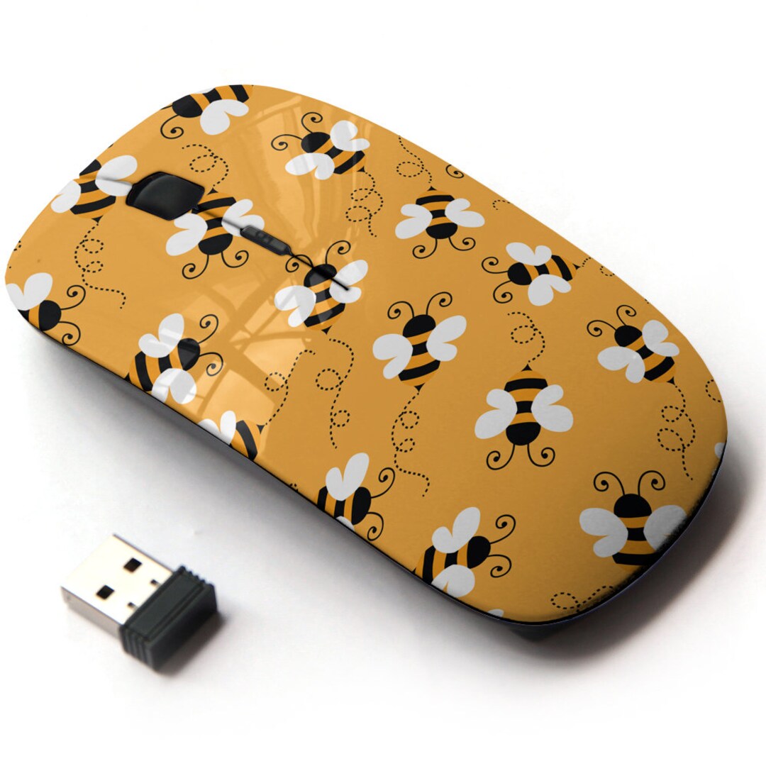 Cute Bee Pattern - Wireless Mouse, 2.4G Portable Optical Mouse With ...