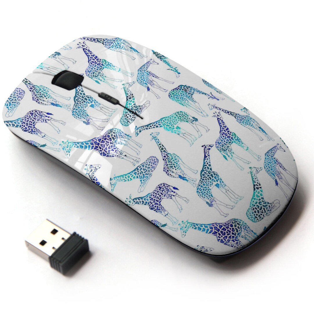 Watercolor Giraffes Icons Print - Wireless Mouse, 2.4G Portable Optical ...