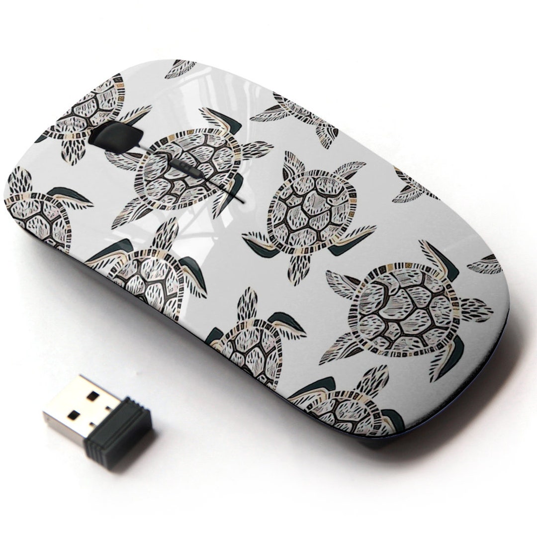 Cute Watercolor Sea Turtles on Pattern - Wireless Mouse, 2.4G Portable ...