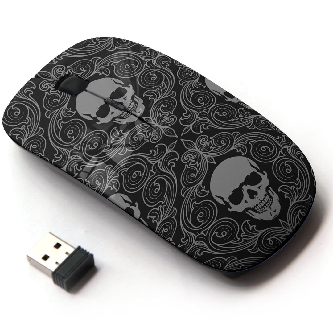 Skulls Pattern - Wireless Mouse, 2.4G Portable Optical Mouse With Nano ...