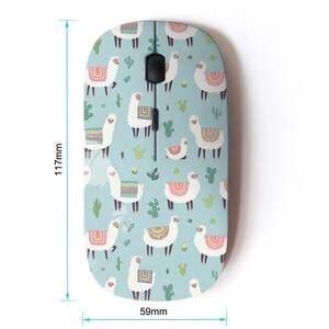 Llama Alpaca Cactus Icons Pattern Print - Wireless Mouse, 2.4G Portable ...
