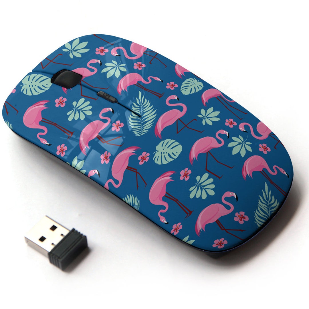 Pink Flamingos Tropical Theme Print - Wireless Mouse, 2.4G Portable ...
