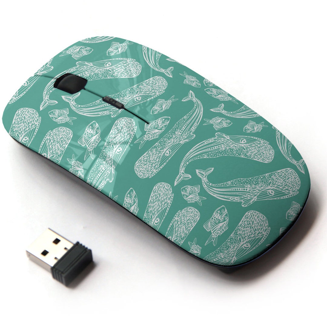 Ocean Sperm Whale Icons Print - Wireless Mouse, 2.4G Portable Optical ...