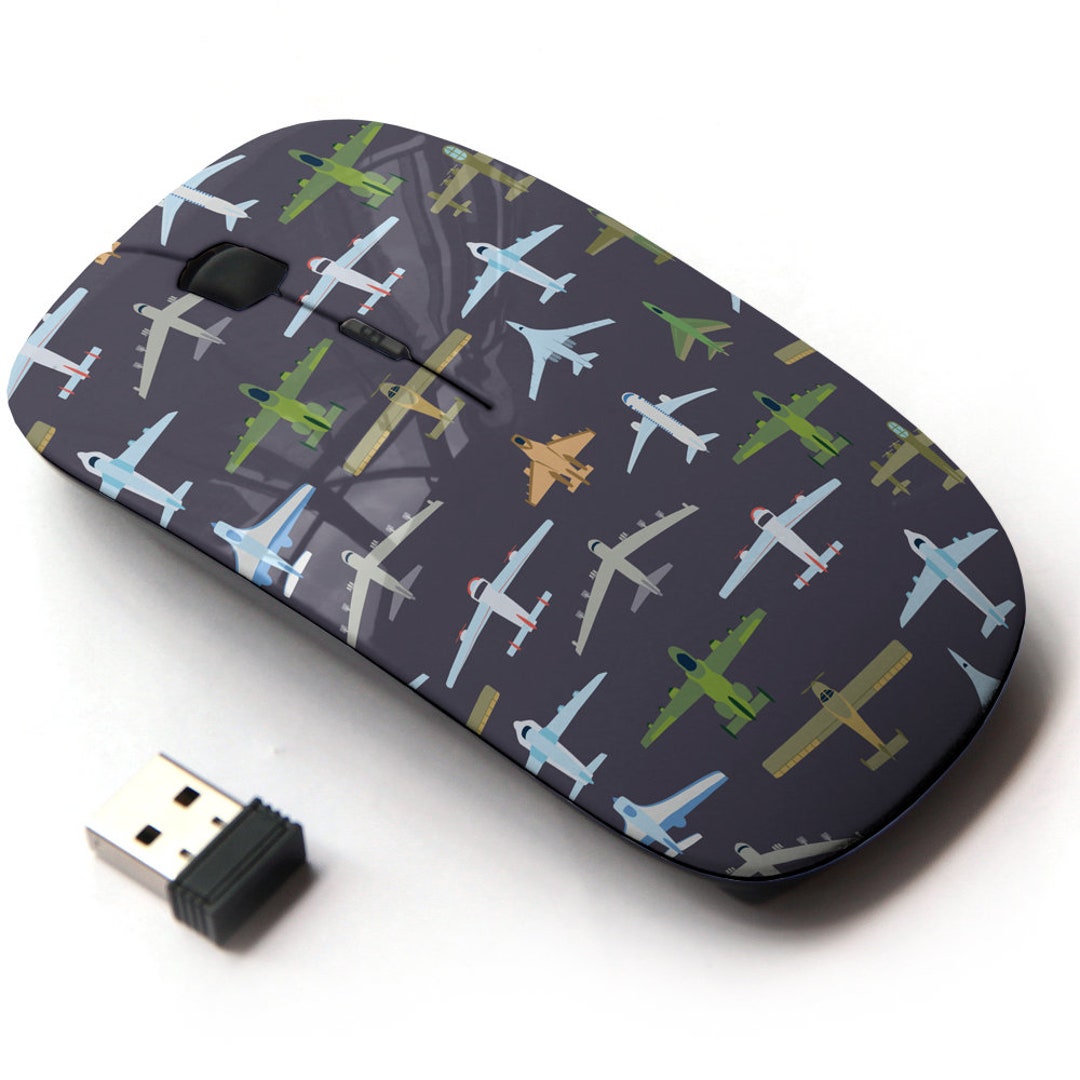Mix Airplane Top View Print Pattern - Wireless Mouse, 2.4G Portable ...