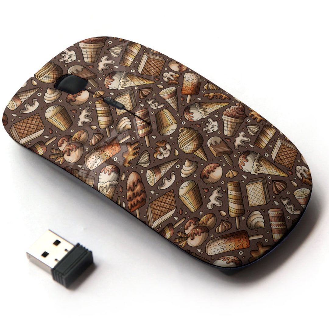 Cartoon Ice Cream Doodles Pattern - Wireless Mouse, 2.4G Portable ...