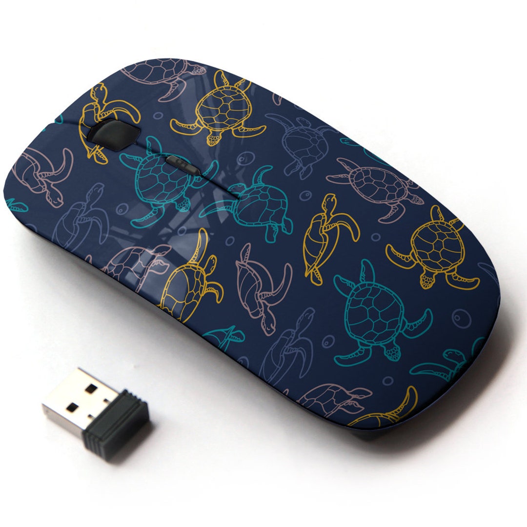 Sea Turtles Icons Print - Wireless Mouse, 2.4G Portable Optical Mouse ...