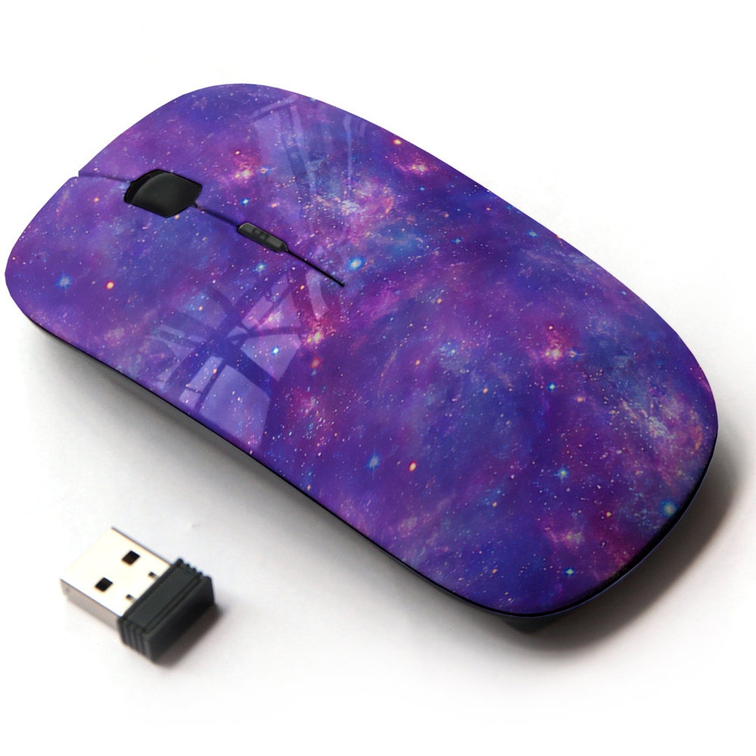 Purple Space Galaxy Stars Print Pattern - Wireless Mouse, 2.4G Portable ...