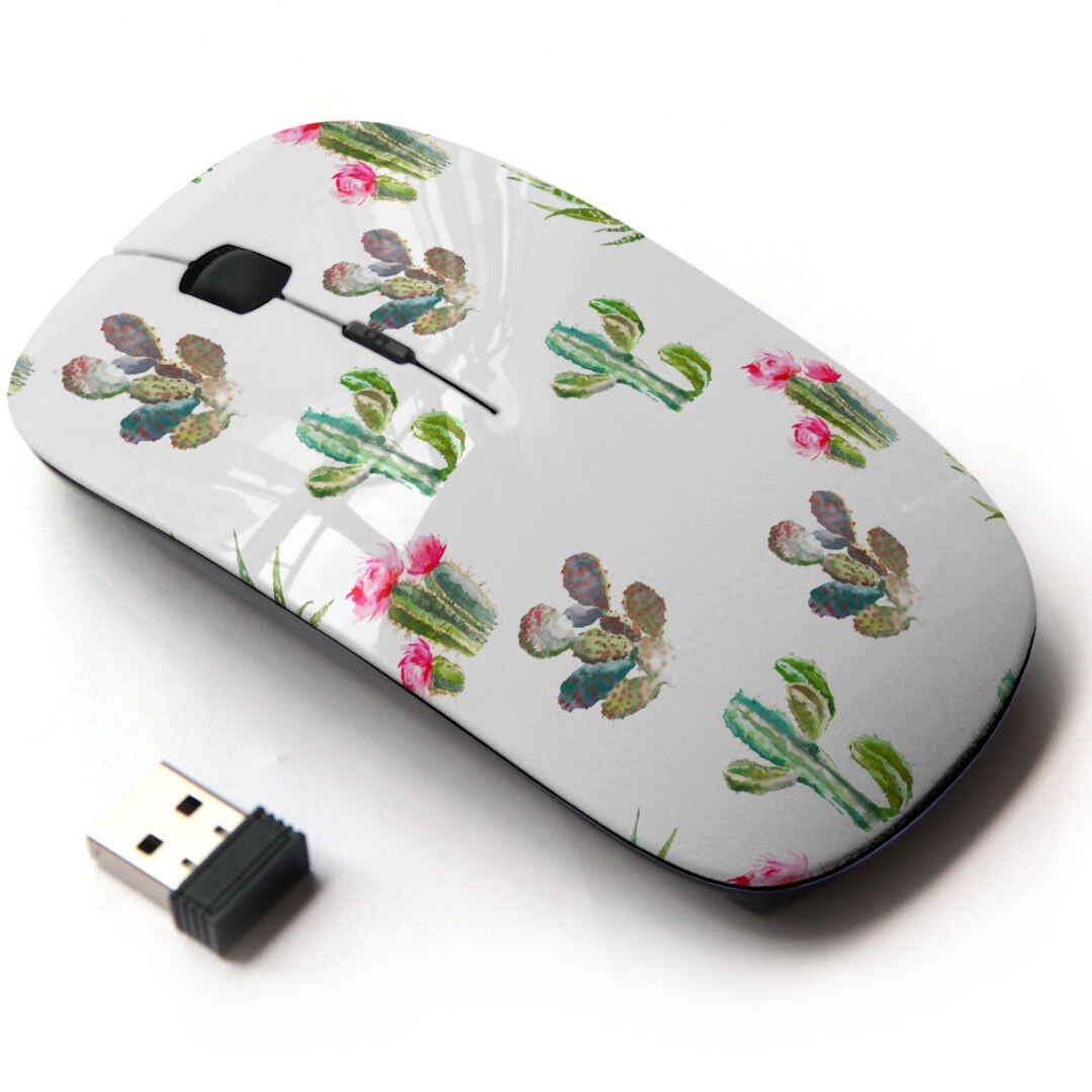 Cactus Succulents Floral Icons Print - Wireless Mouse, 2.4G Portable ...