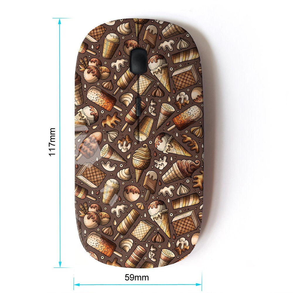 Cartoon Ice Cream Doodles Pattern - Wireless Mouse, 2.4G Portable ...