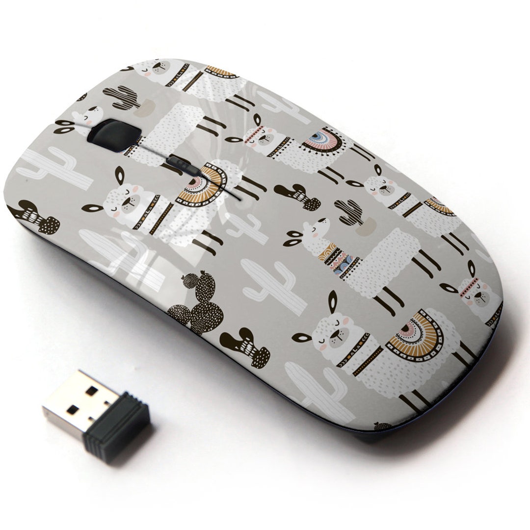 Cute Funny Llama Cactus Pattern Print - Wireless Mouse, 2.4G Portable ...