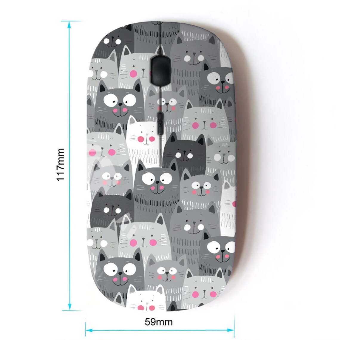 Funny Cat Print Pattern - Wireless Mouse, 2.4G Portable Optical Mouse ...
