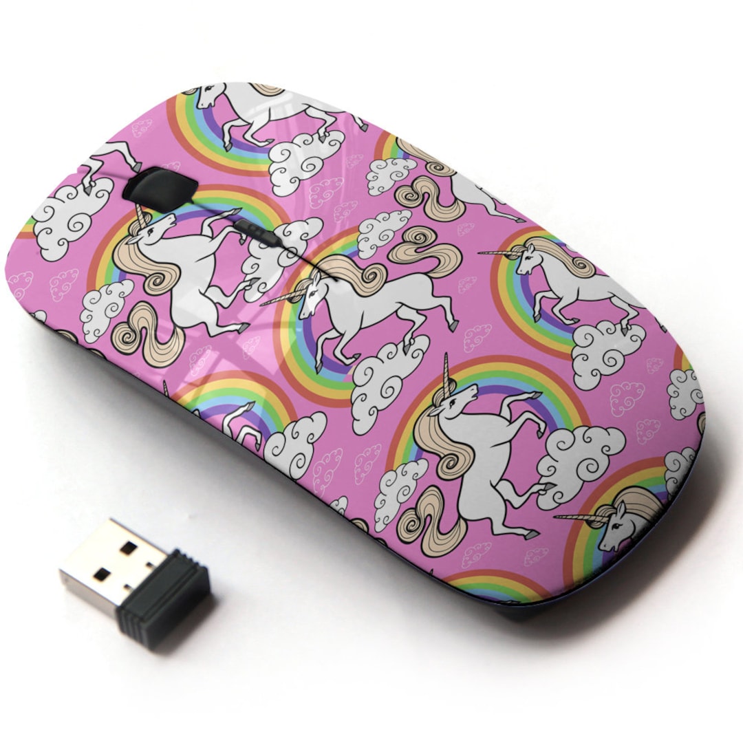 Cartoon Unicorn Icon Rainbow Theme Print - Wireless Mouse, 2.4G ...