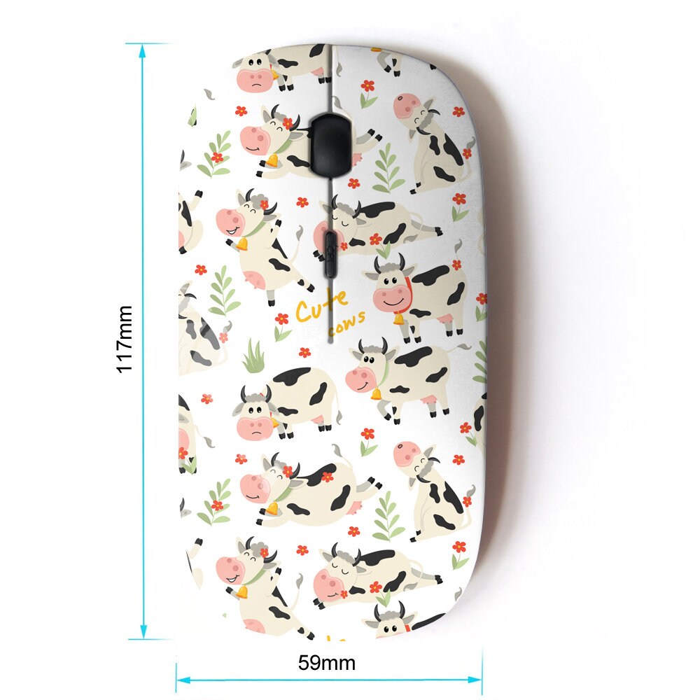 Cute Cows Character on Print Pattern Wireless Mouse 2.4G - Etsy