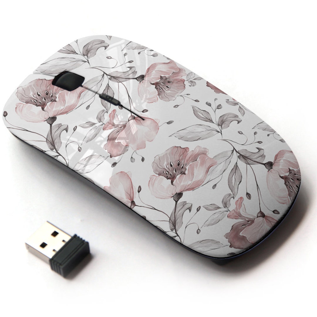 Spring Flowers Leaves Pattern Print - Wireless Mouse, 2.4G Portable ...
