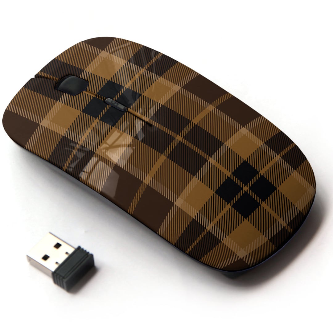 Brown Tartan Plaid Scottish Pattern - Wireless Mouse, 2.4G Portable ...