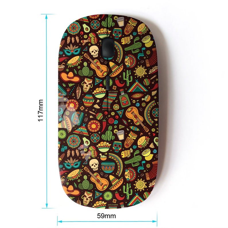 Cartoon Latin American Mexican Pattern Print Wireless Mouse - Etsy
