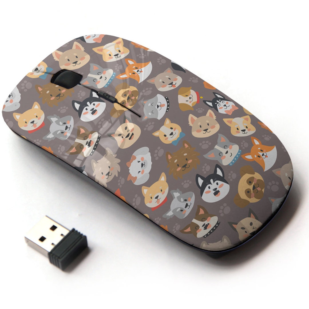 Cute Cartoon Dog Icons Print - Wireless Mouse, 2.4G Portable Optical ...