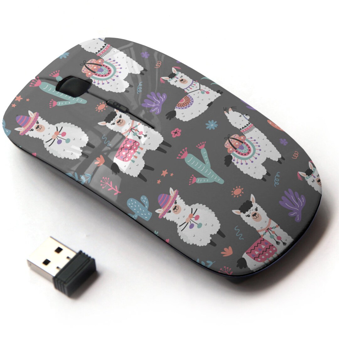 Cute Cartoon Llama Alpaca Print Pattern - Wireless Mouse, 2.4G Portable ...