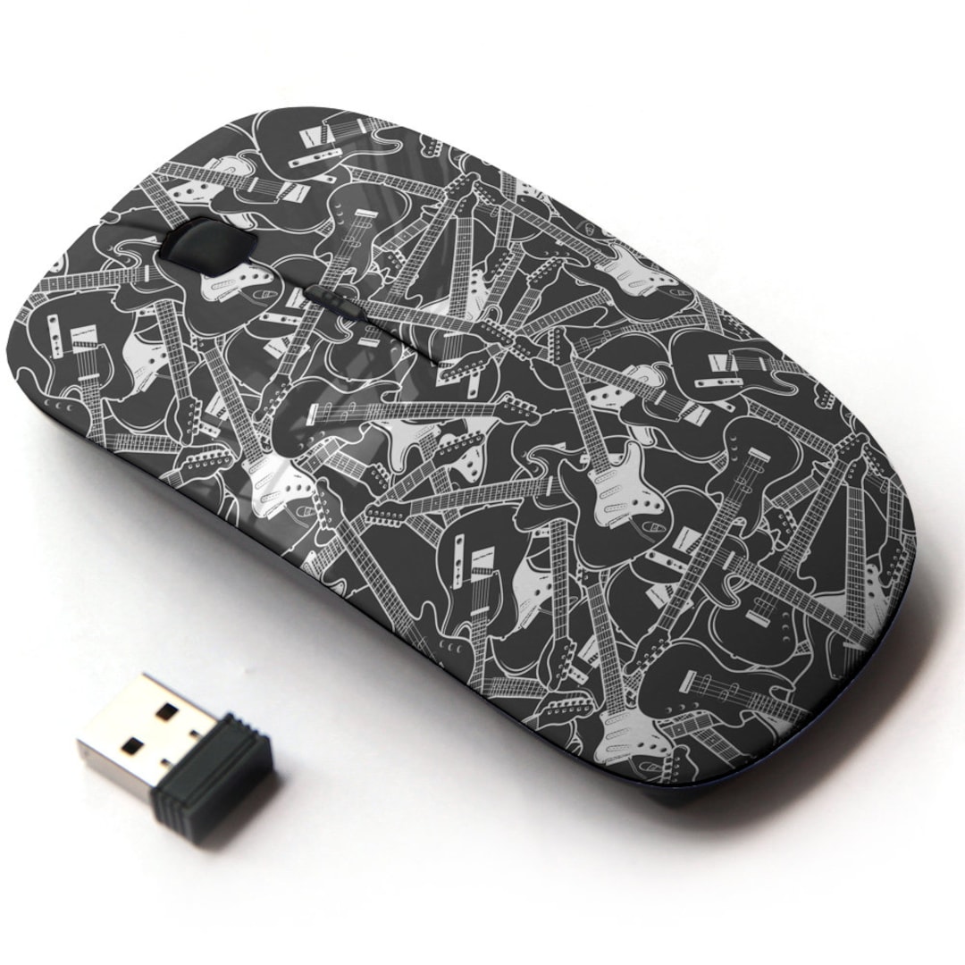 Electric Guitars on Pattern - Wireless Mouse, 2.4G Portable Optical ...