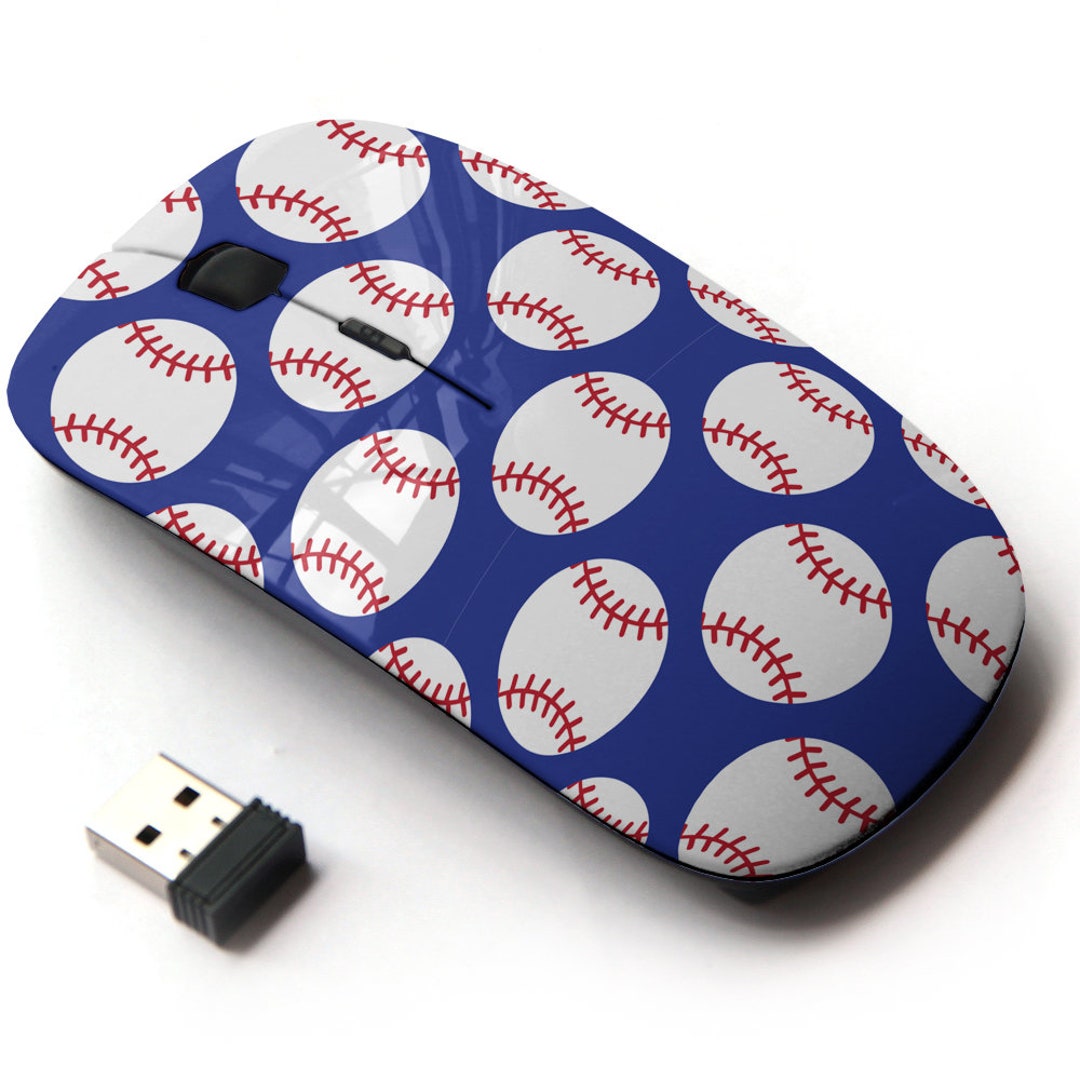 Baseball Pattern - Wireless Mouse, 2.4G Portable Optical Mouse With ...