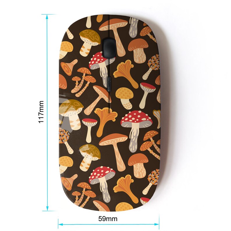Colorful Mix Mushrooms on Pattern - Wireless Mouse, 2.4G Portable ...