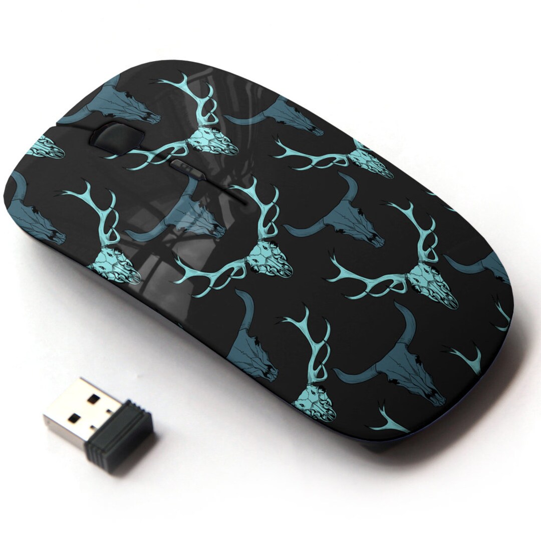 Bella stampa di icone di toro di cervo teschio blu - Mouse wireless ...