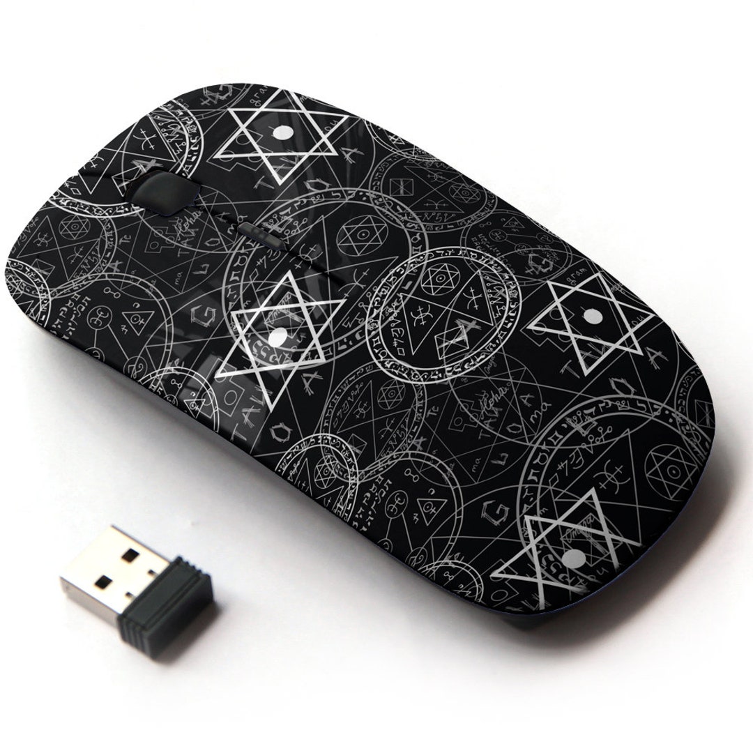 Mystic Occult Symbols Pattern - Wireless Mouse, 2.4G Portable Optical ...