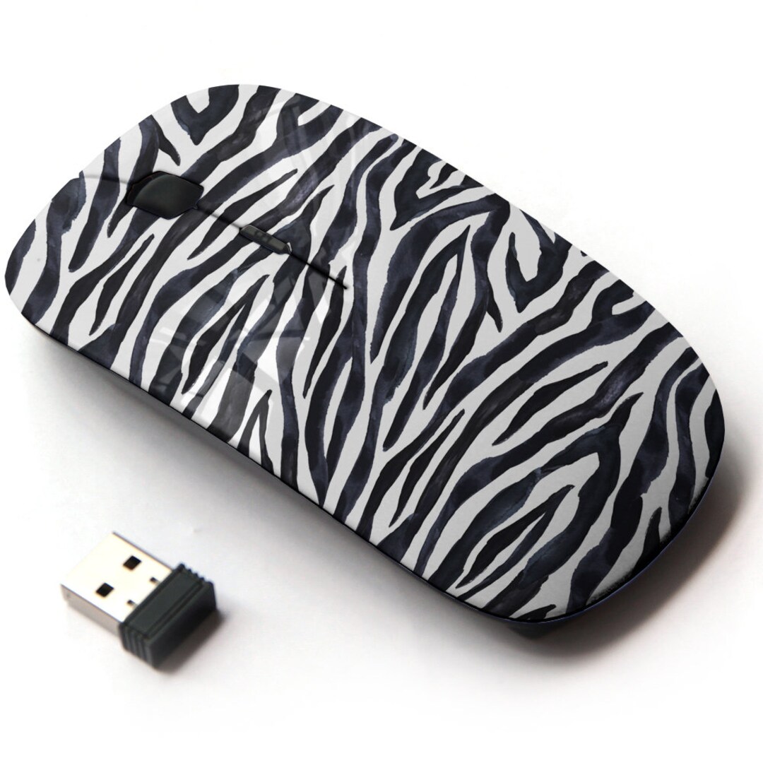 Black White Zebra Striped Pattern Print - Wireless Mouse, 2.4G Portable ...