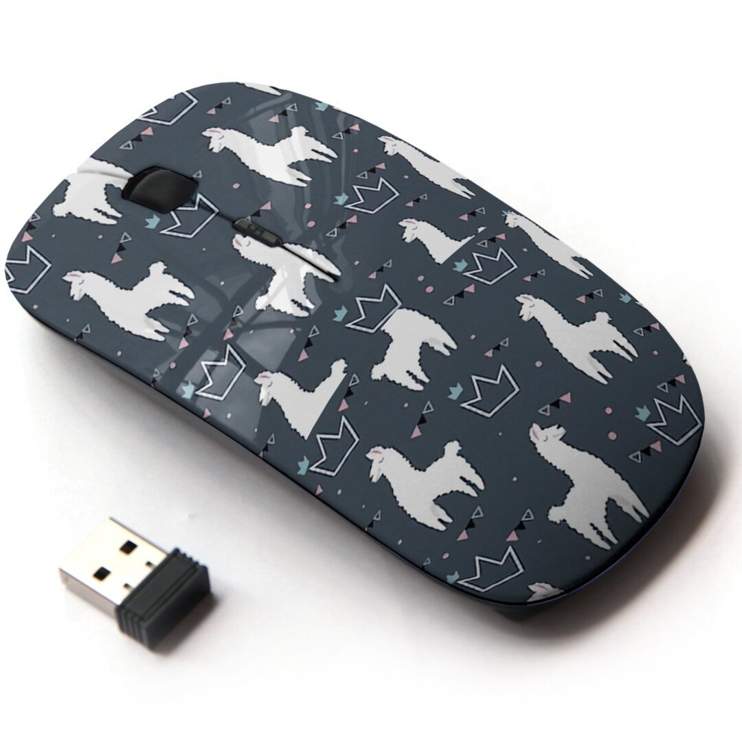 Lovely Llamas Cute Hipster Icons Print - Wireless Mouse, 2.4G Portable ...