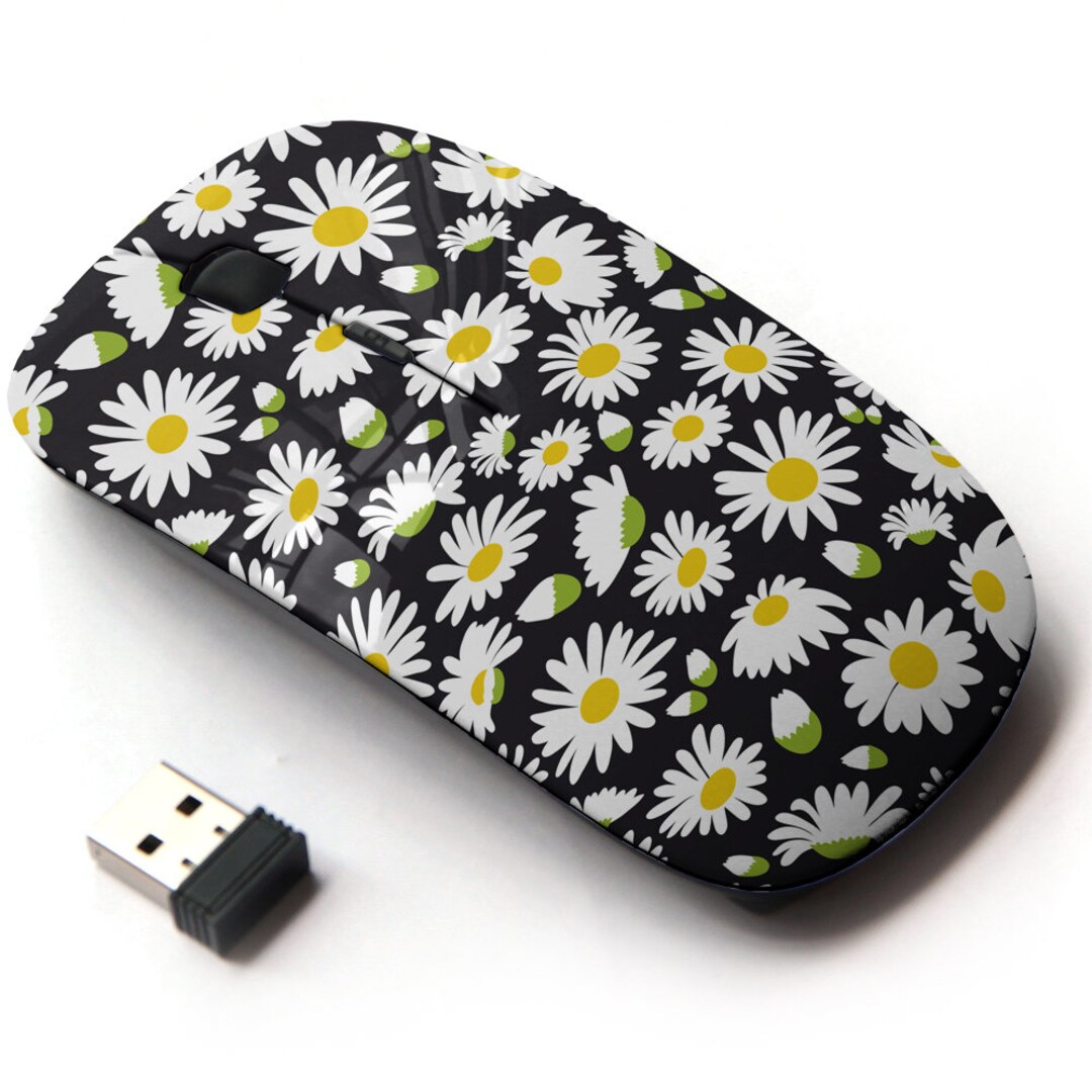 Beautiful Daisies Icons Print - Wireless Mouse, 2.4G Portable Optical ...