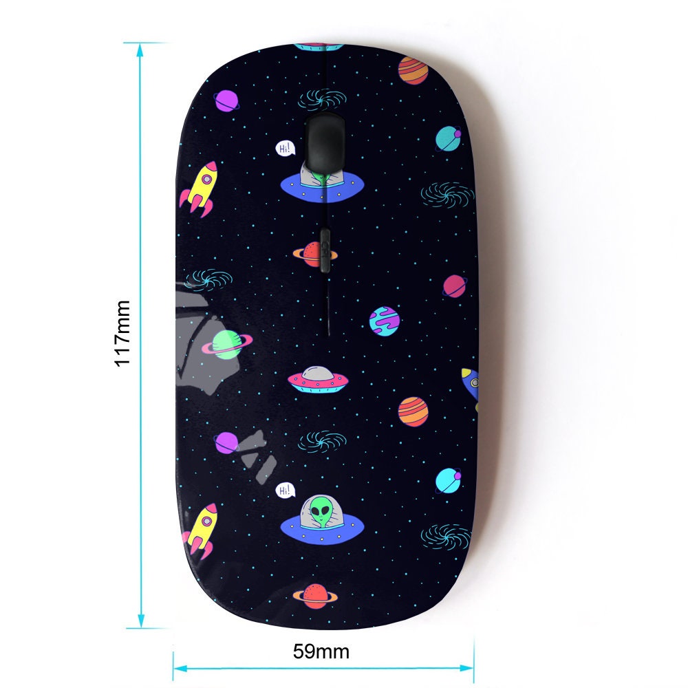 Cute Cartoon Space Aliens Icons Pattern Print - Wireless Mouse, 2.4G ...