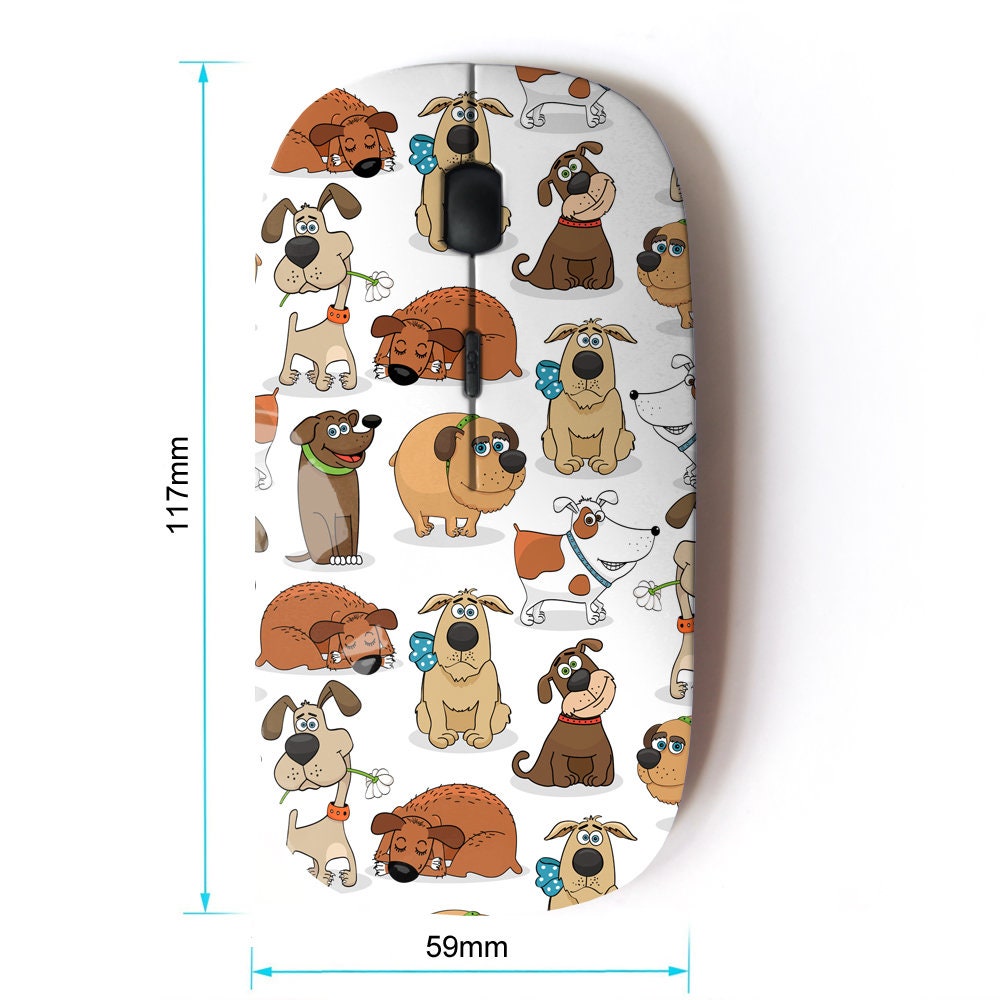 Cartoon Mix Dog Breeds Print Wireless Mouse 2.4G Portable | Etsy