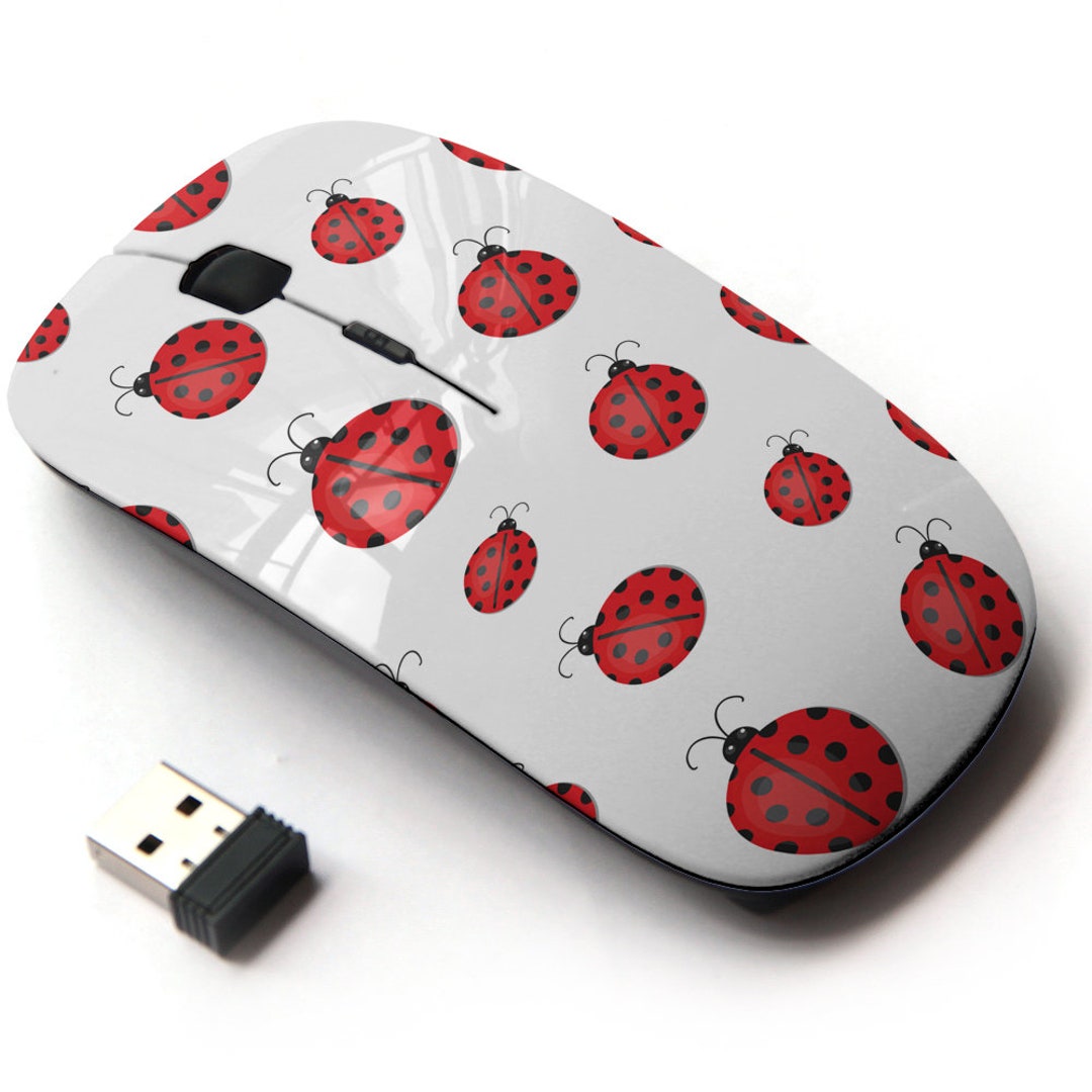 Ladybugs Icons Print - Wireless Mouse, 2.4G Portable Optical Mouse With ...