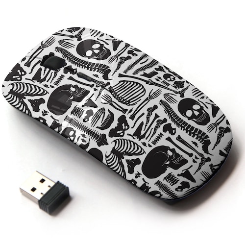 Monochrome Human Skeleton Prints Pattern Wireless Mouse - Etsy