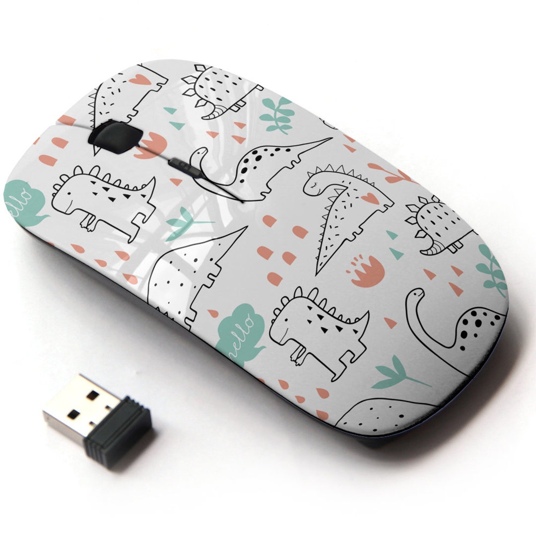Cute Dinosaurs Tropic Plants Funny Pattern - Wireless Mouse, 2.4G ...