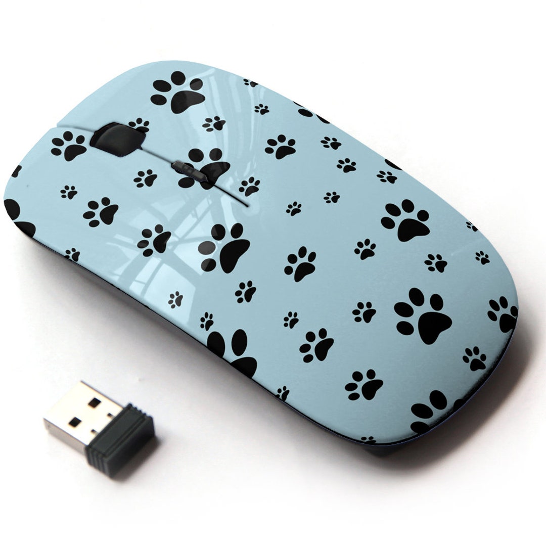 Cute Dog Paw Traces Print Pattern - Wireless Mouse, 2.4G Portable ...