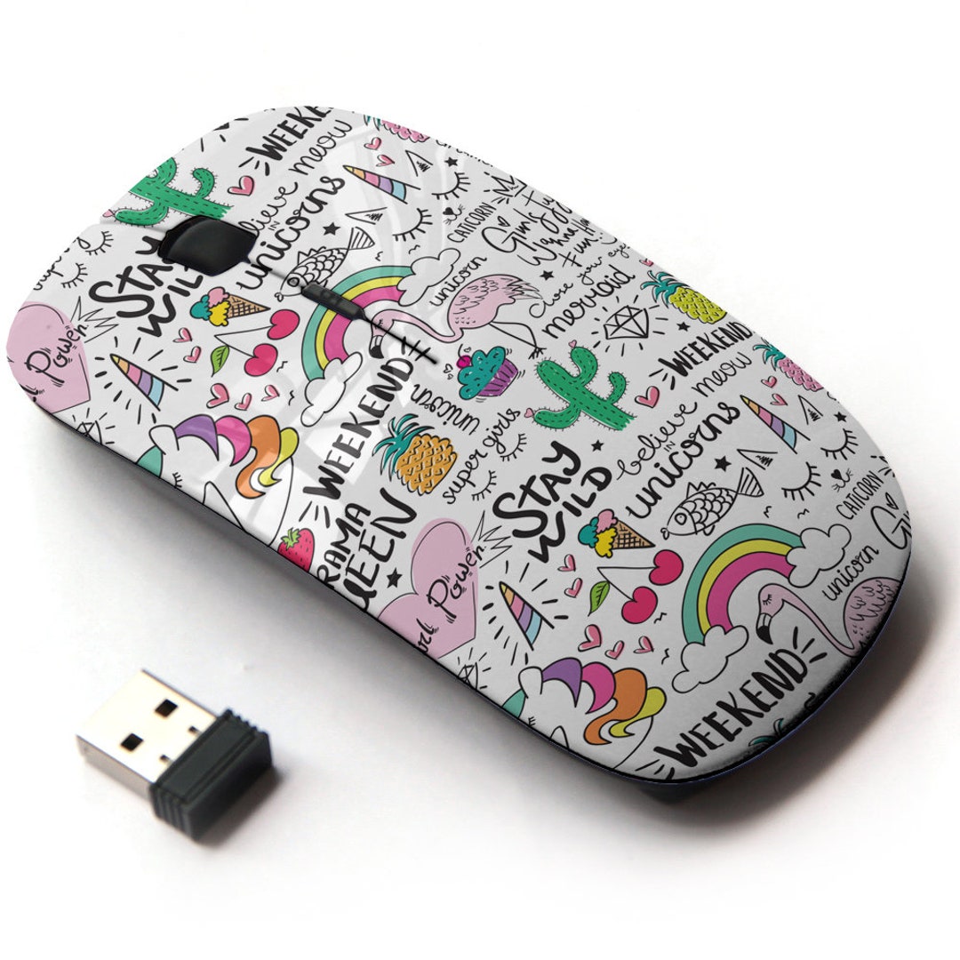 Unicorn Ice Cream Pineapple Summer Theme Print - Wireless Mouse, 2.4G ...