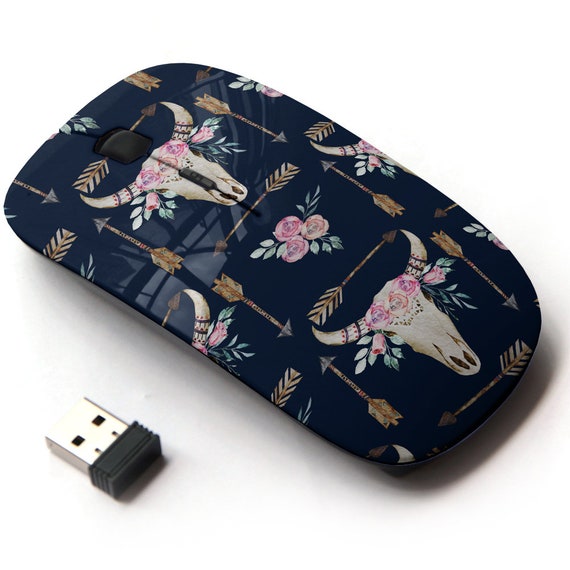 Watercolor Boho Deer Antlers Pattern Wireless Mouse 2.4G | Etsy