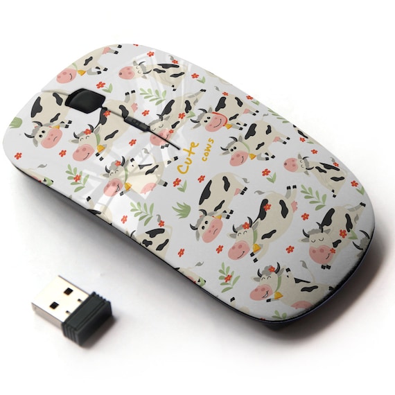 Cute Cows Character on Print Pattern Wireless Mouse 2.4G - Etsy