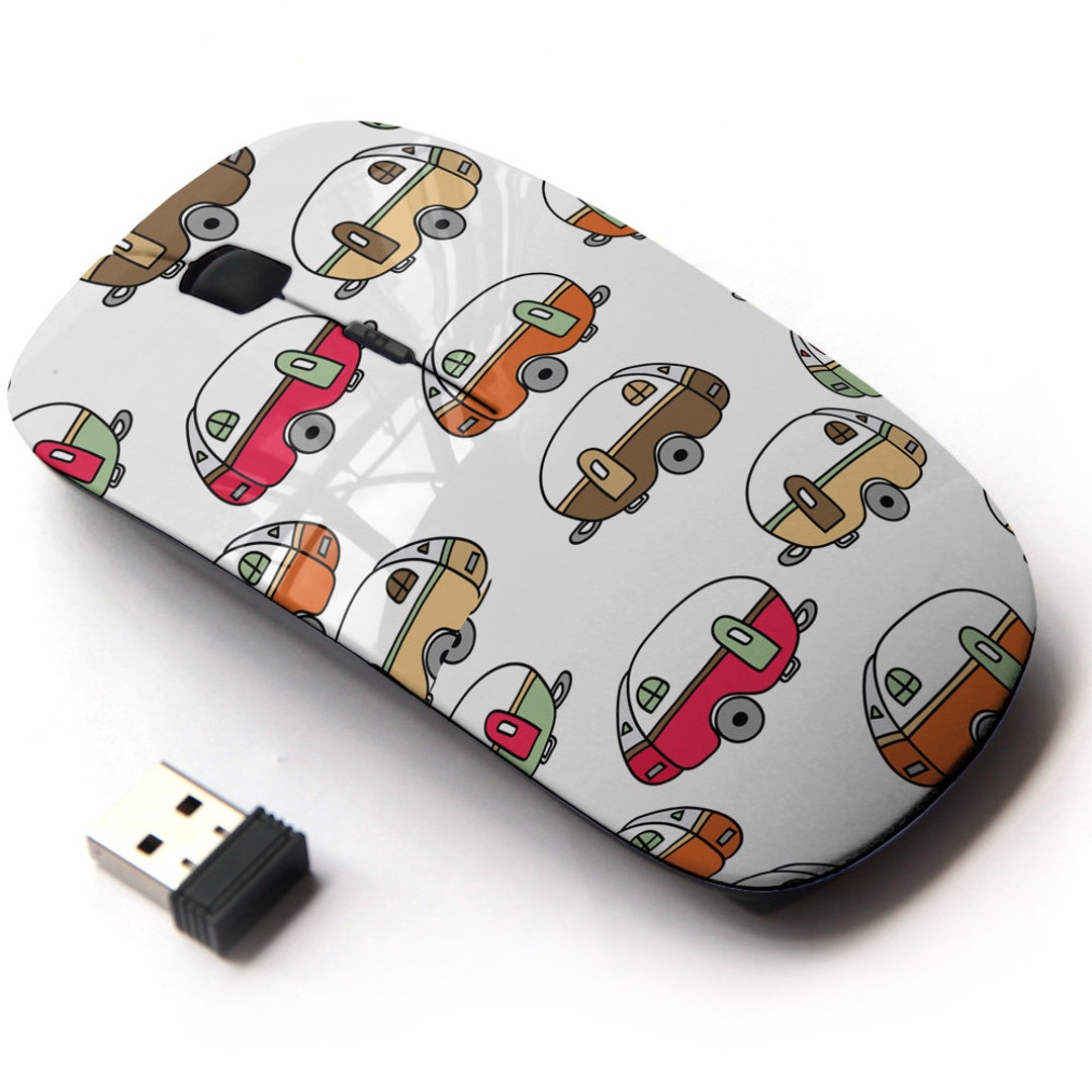 Cute Camper Van Pattern - Wireless Mouse, 2.4G Portable Optical Mouse ...
