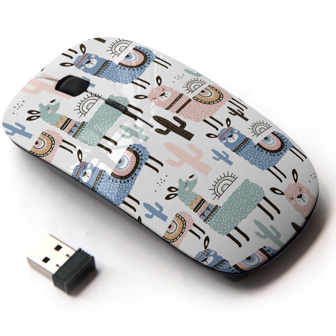 Llama Cactus Hand Pattern - Wireless Mouse, 2.4G Portable Optical Mouse ...