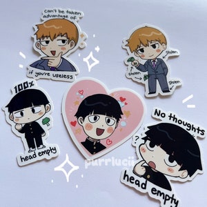 Mob P100 Glossy Die-cut Vinyl Stickers Silly Cute Funny Anime Stickers ...