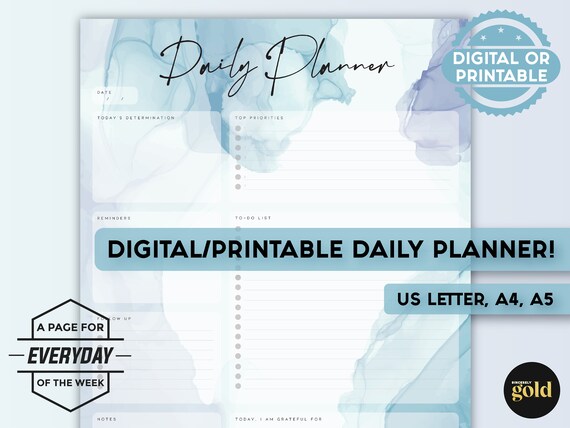 2022 DIGITAL DAILY PLANNER Printable Planner for Work Work - Etsy
