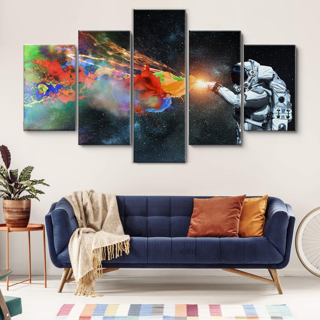 Nasa Spaceman 5 Pieces Canvas Wall Art, Large Framed Canvas Wall Art ...