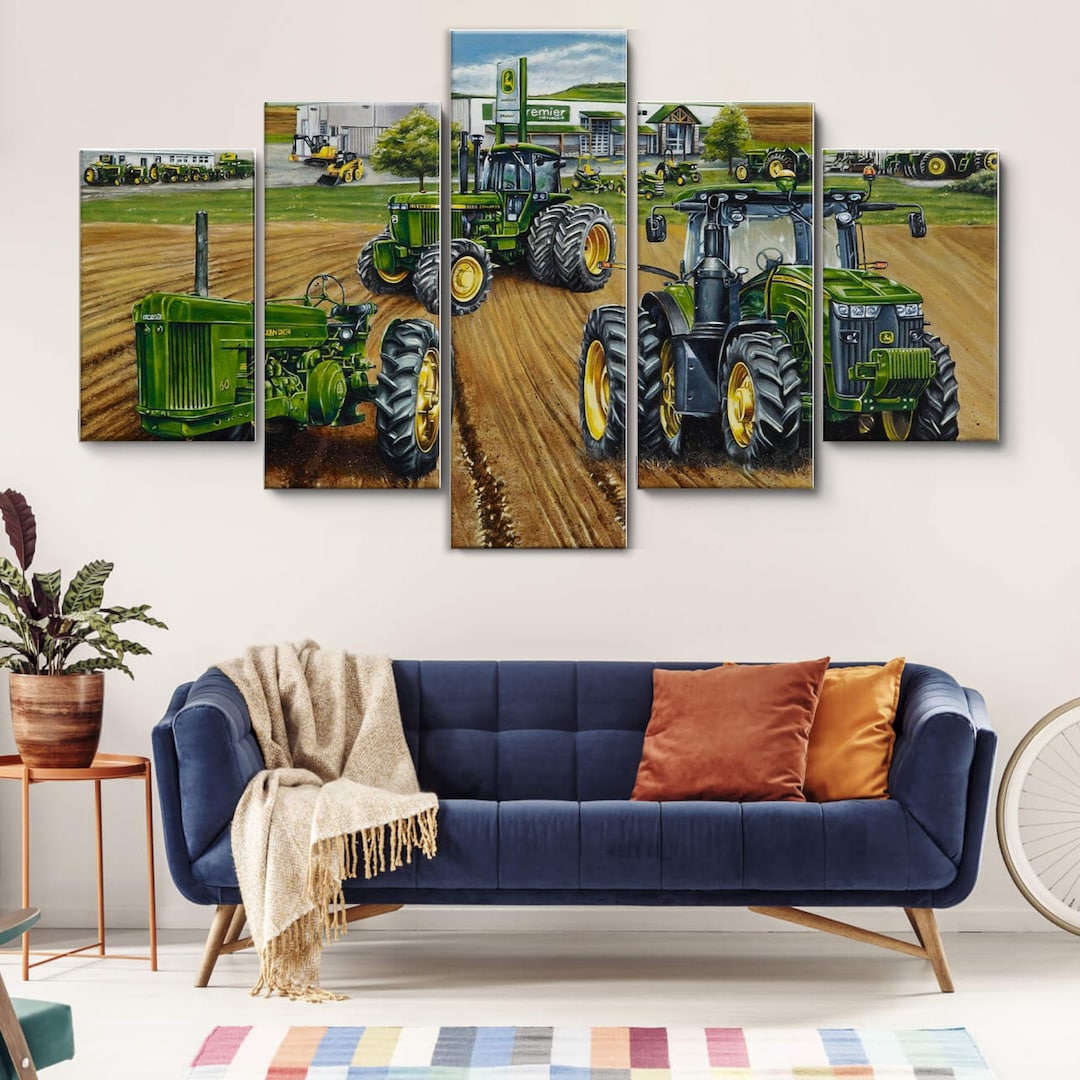 John Deere Farm Tractors Agriculture 5 Pieces Canvas Wall Art, Large ...