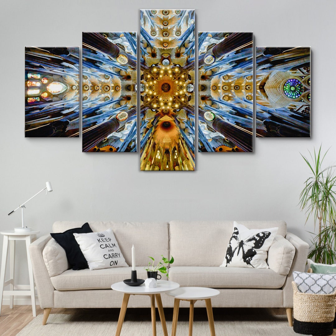 Gaudi's Masterpiece Sagrada Roof Top 5 Piece Canvas Wall Art, Large ...